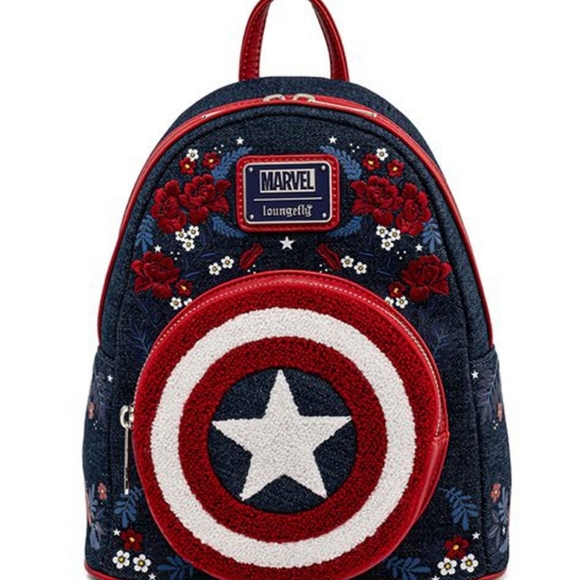 Bags | Loungefly Captain America 8th Anniversary Floral Shield ...